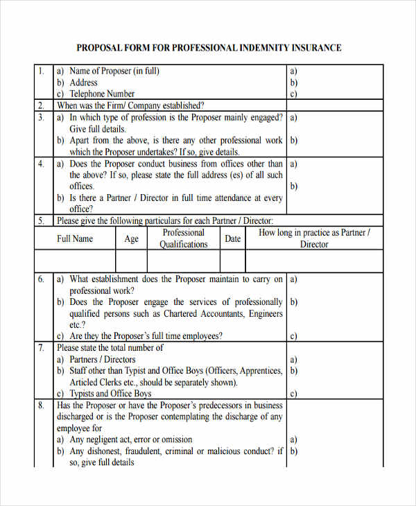 FREE 38+ Insurance Proposal Forms in PDF