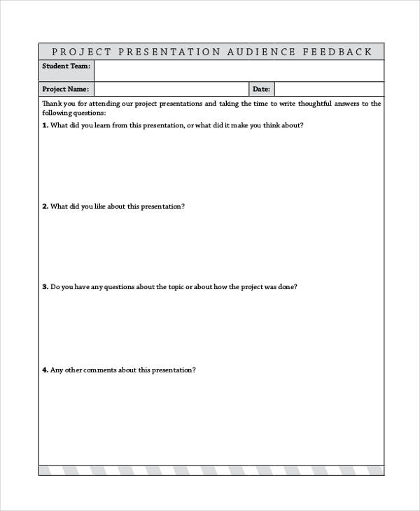 FREE 22+ Presentation Feedback Forms in PDF | Excel | MS Word