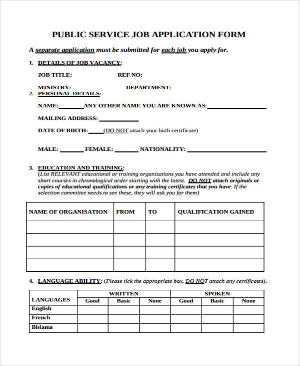 FREE 36+ Job Application Forms in PDF | MS Word | Excel