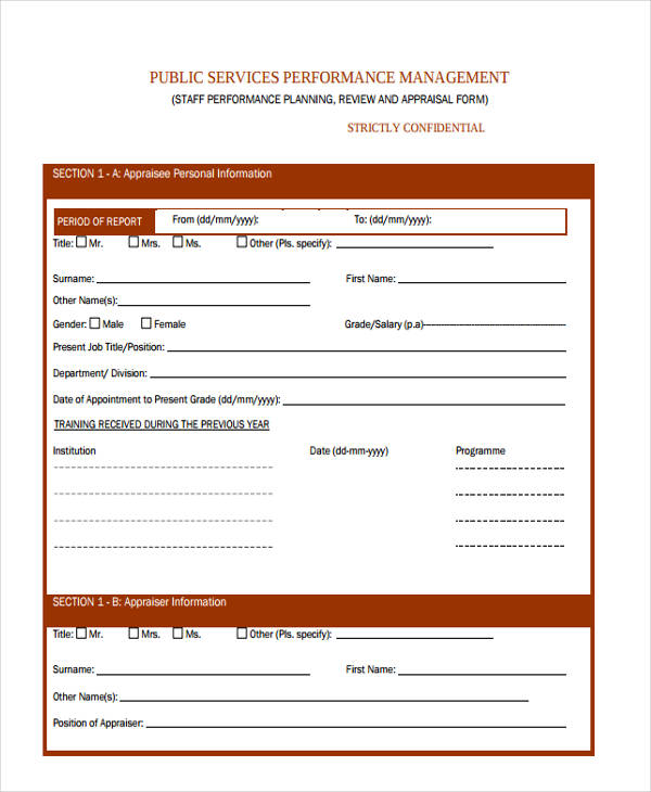 FREE 25+ Performance Appraisal Form Samples, PDF, MS Word, Google Docs