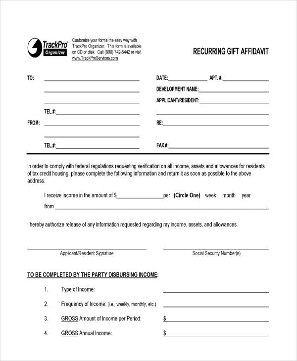 FREE 11+ Gift Affidavit Forms in PDF | MS Word
