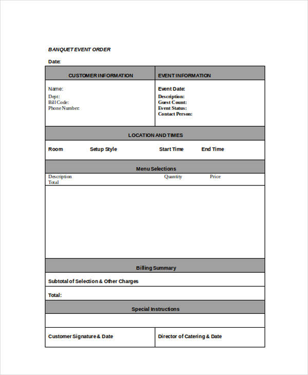 FREE 11+ Restaurant Order Forms in PDF | MS Word