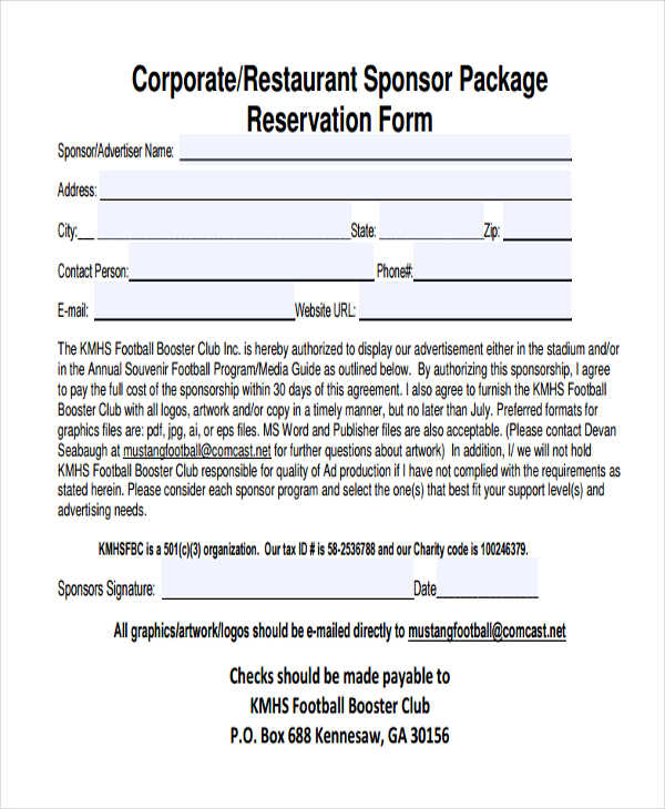 FREE 15+ Restaurant Reservation Form Samples, PDF, MS Word, Google Docs