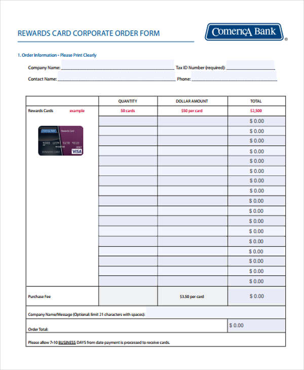 FREE 9+ Card Order Forms in MS Word | PDF | Excel