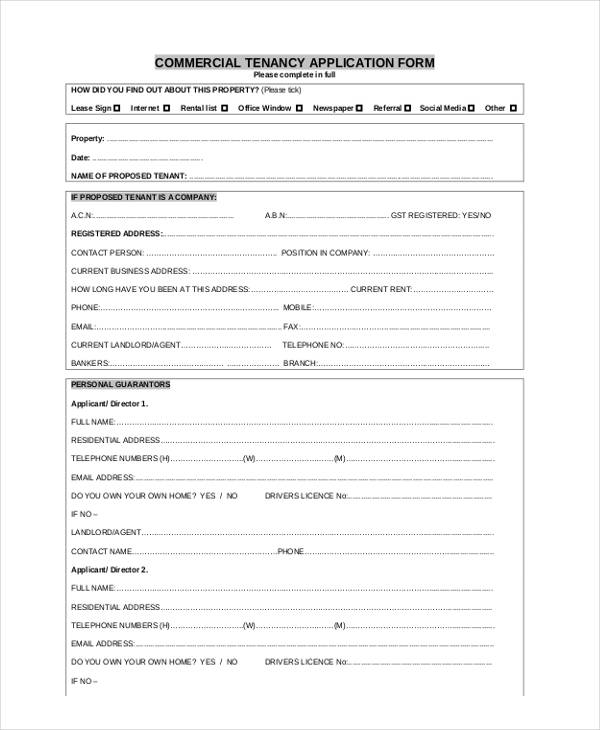 FREE 8+ Commercial Lease Application Forms in PDF | MS Word