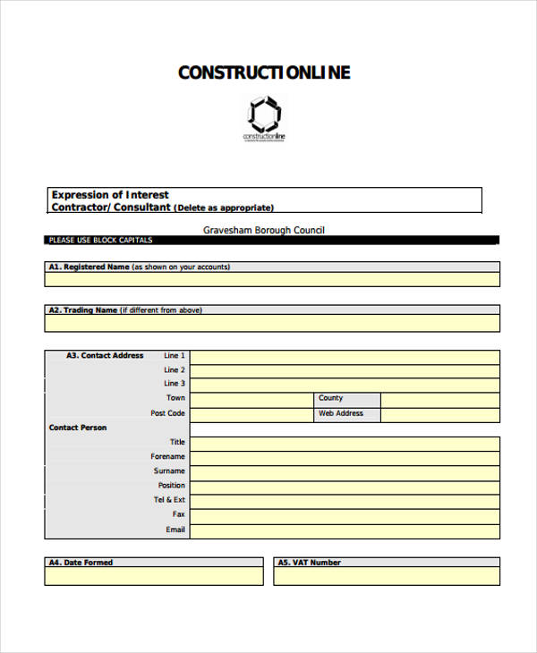 FREE 11+ Construction Application Forms in PDF | MS Word