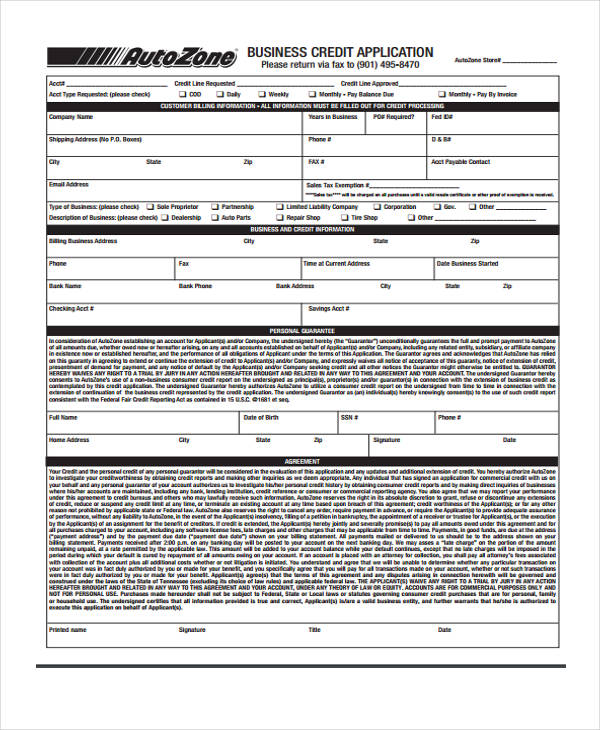 FREE 14+ Business Credit Application Form Samples, PDF, MS Word, Google ...