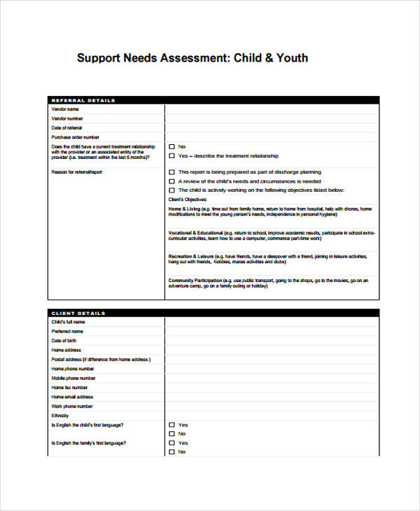 FREE 35+ Needs Assessment Form Samples, PDF, MS Word, Google Docs, Excel