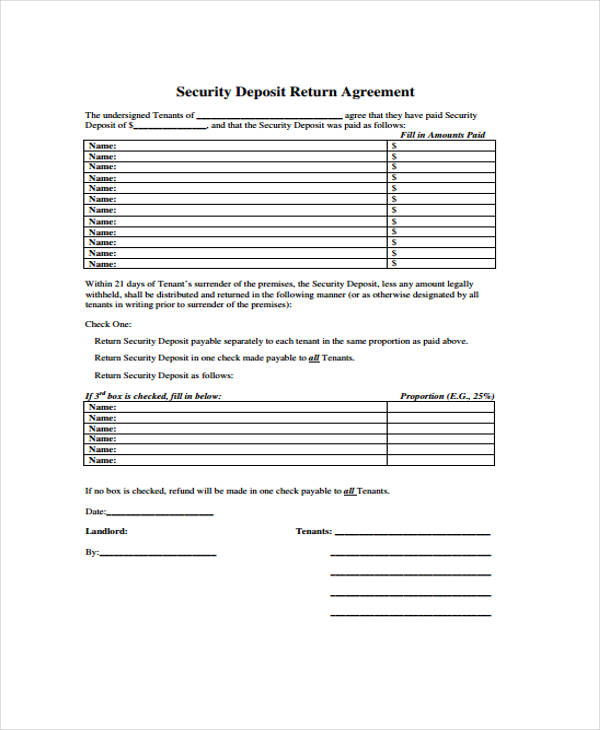 FREE 10+ Security Deposit Return Forms in PDF | MS Word