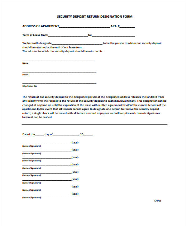 FREE 10+ Security Deposit Return Forms in PDF | MS Word