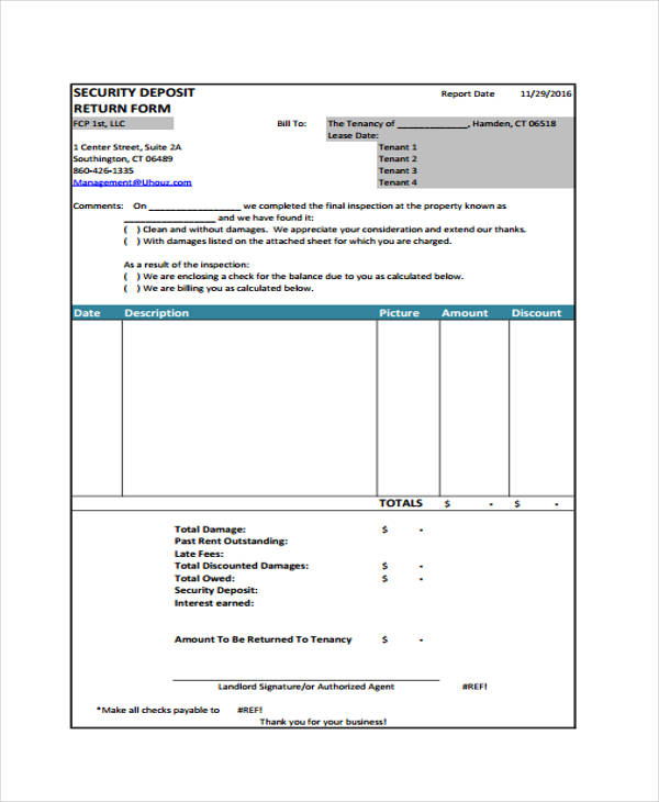 FREE 10+ Security Deposit Return Forms in PDF | MS Word