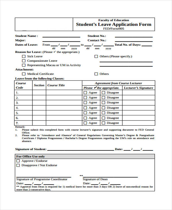 FREE 42+ Student Application Forms in PDF | MS Word | Excel