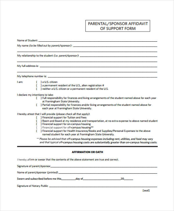 FREE 13+ Student Affidavit Form Samples, PDF, MS Word, Google Docs