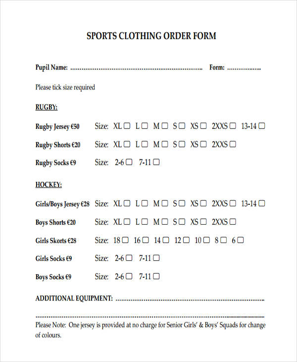 FREE 5+ Sample Fashion Order Forms in PDF | MS Word