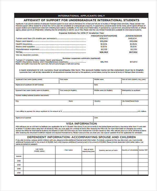 FREE 13+ Student Affidavit Form Samples, PDF, MS Word, Google Docs