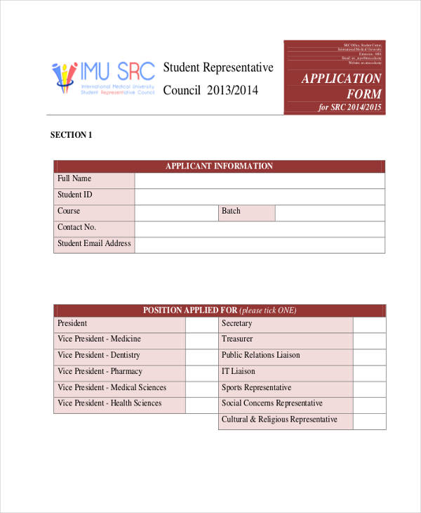 FREE 42 Sample Student Application Forms In PDF MS Word Excel