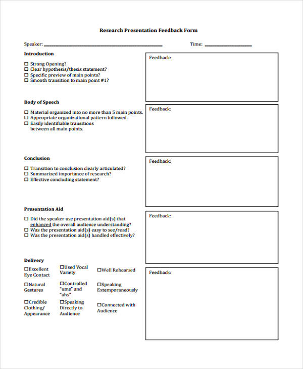 FREE 21+ Presentation Feedback Form Samples, PDF, MS Word, Google Docs ...