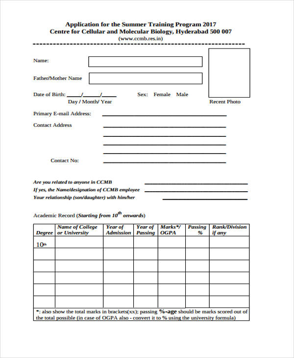 FREE 14+ Training Application Form Samples, PDF, MS Word, Google Docs