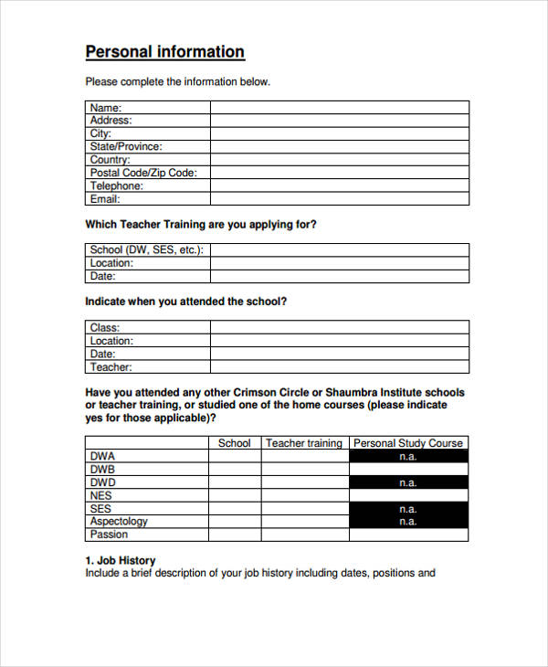 FREE 14+ Training Application Form Samples, PDF, MS Word, Google Docs