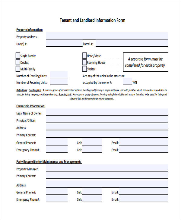 FREE 14+ Tenant Information Form Samples, PDF, MS Word, Google Docs, Excel