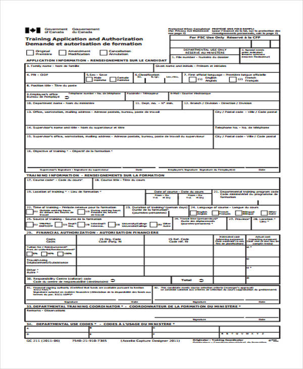 FREE 11 Training Application Forms In PDF MS Word