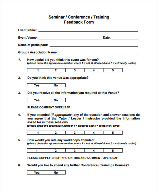 FREE 18 Sample Event Feedback Forms In PDF MS Word Excel