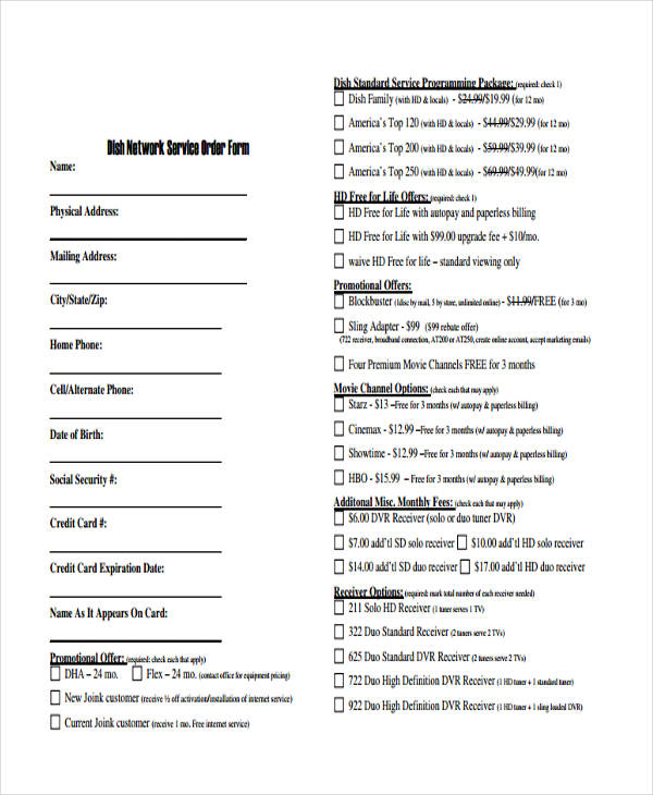 FREE 33+ Sample Service Order Forms in PDF | MS Word | Excel