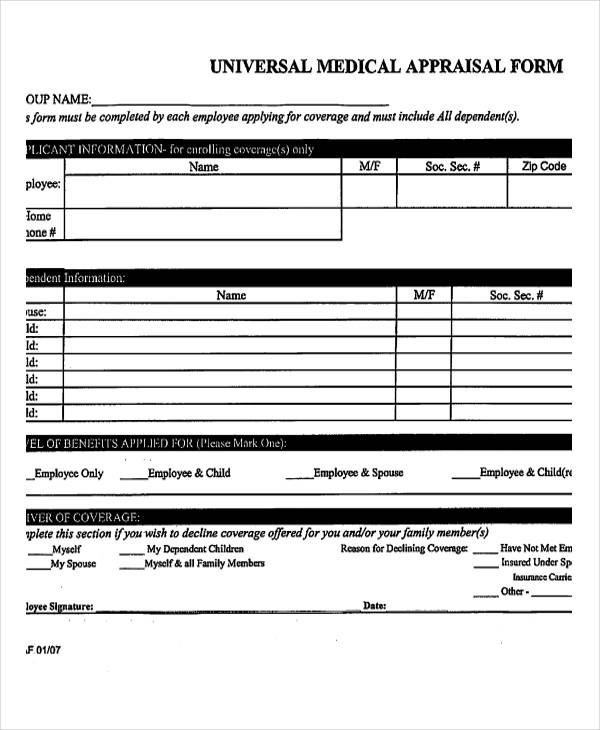 FREE 8 Medical Appraisal Forms In PDF MS Word FREE 8 Medical Appraisal Forms In PDF MS Word