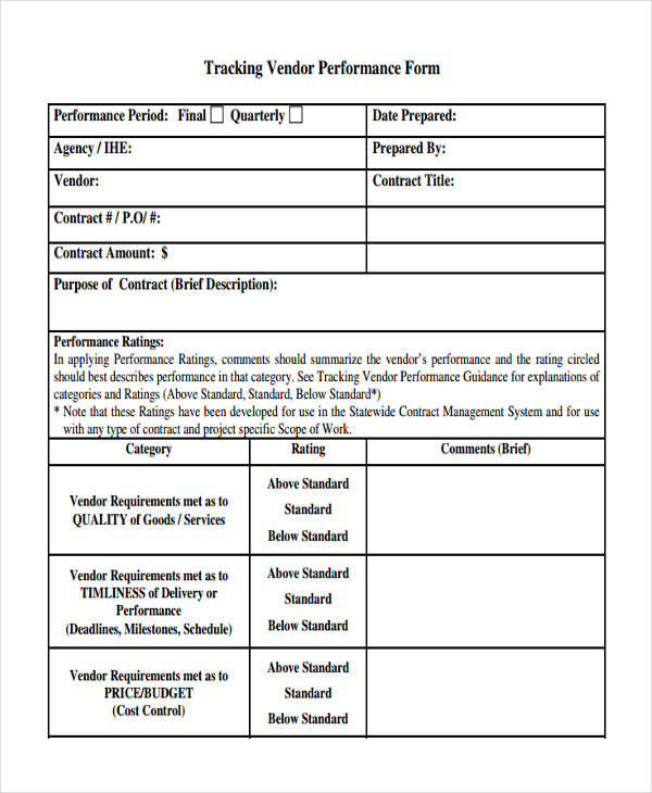FREE 7+ Vendor Feedback Forms in PDF | MS Word
