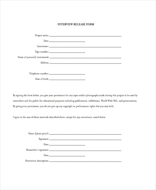 FREE 25+ Print Release Form Samples, PDF, MS Word, Google Docs