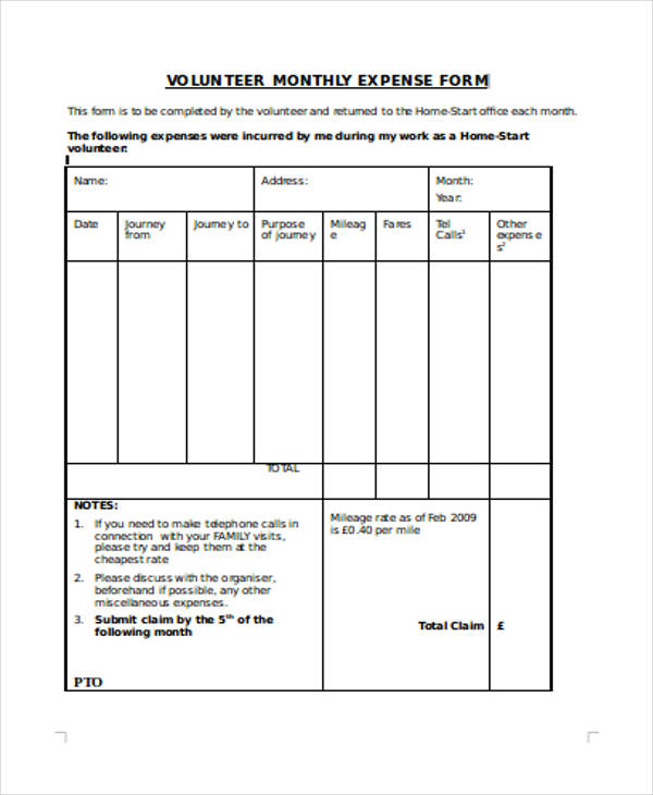 FREE 11+ Monthly Expense Forms in PDF | MS Word
