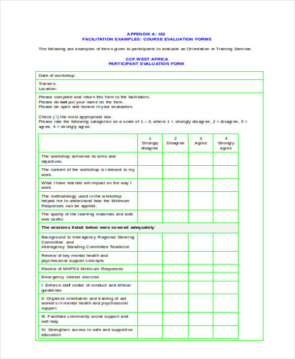 FREE 13 Sample Workshop Evaluation Forms In PDF MS Word