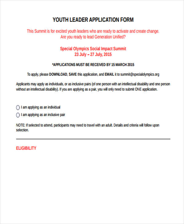 FREE 9+ Leadership Application Forms in PDF | MS Word