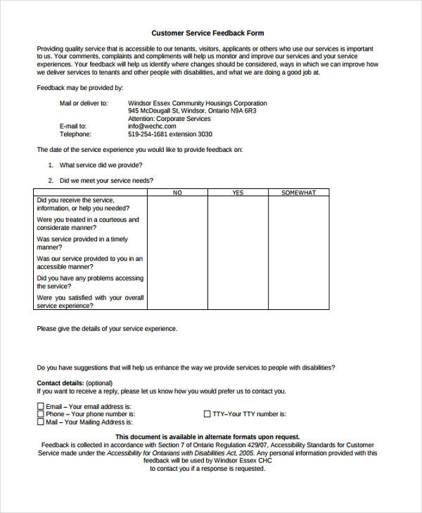 FREE 18+ Customer Service Form Samples, PDF, MS Word, Google Docs