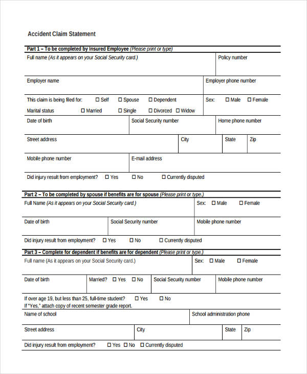 FREE 9+ Accident Statement Form Samples, PDF, MS Word, Google Docs
