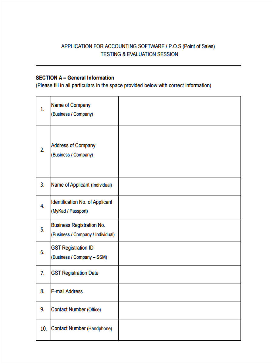 FREE 7+ Accounting Application Forms in PDF | Ms Word
