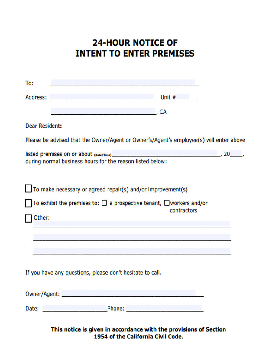 FREE 5+ Notice of Entry Forms in PDF | MS Word