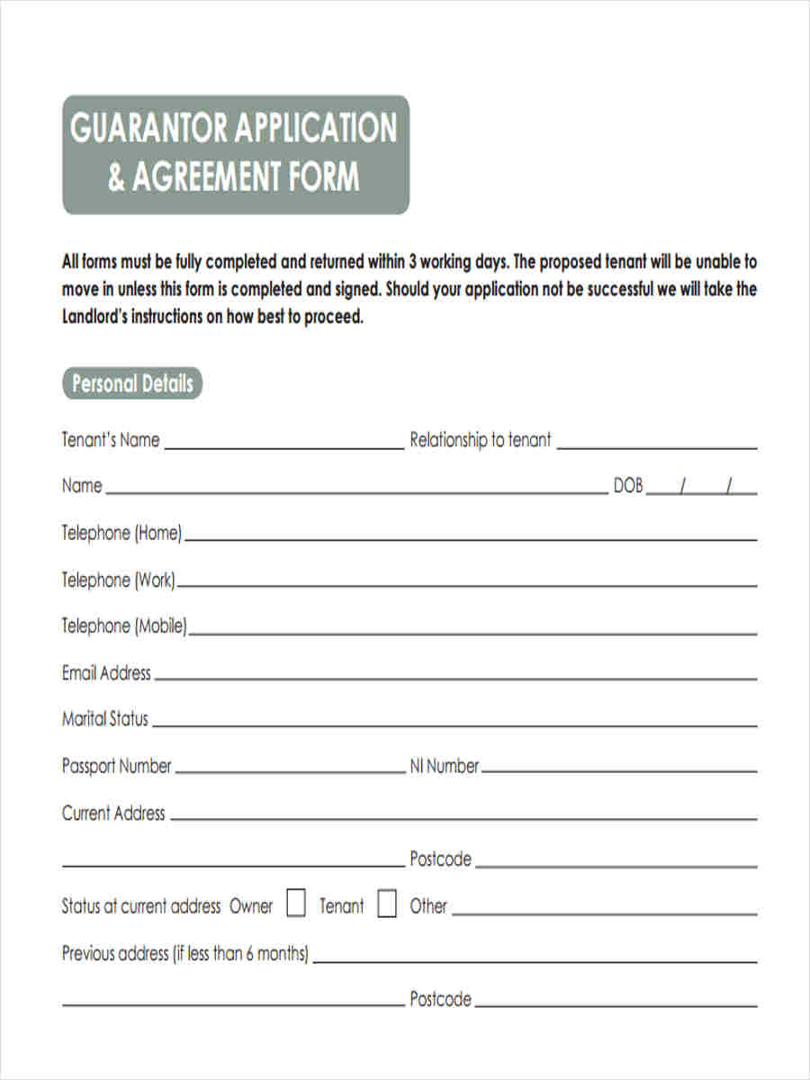 FREE 13+ Guarantor Agreement Form Samples, PDF, MS Word, Google Docs