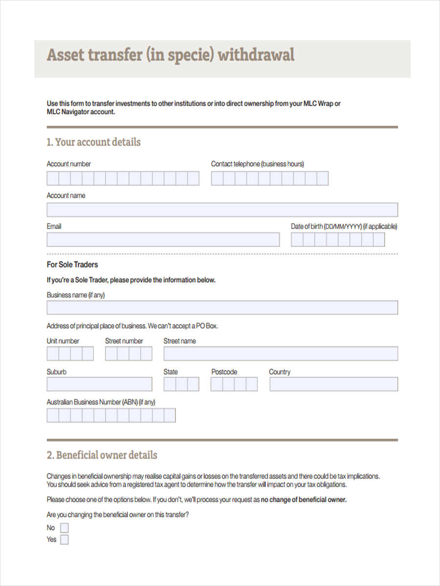FREE 9+ Asset Transfer Forms in PDF | Ms Word | Excel