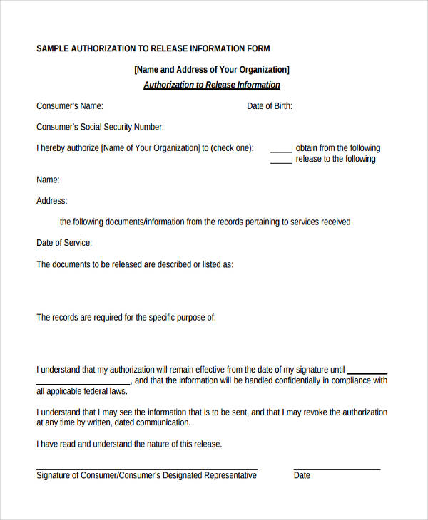 FREE 24+ General Release of Information Forms in PDF | Ms Word