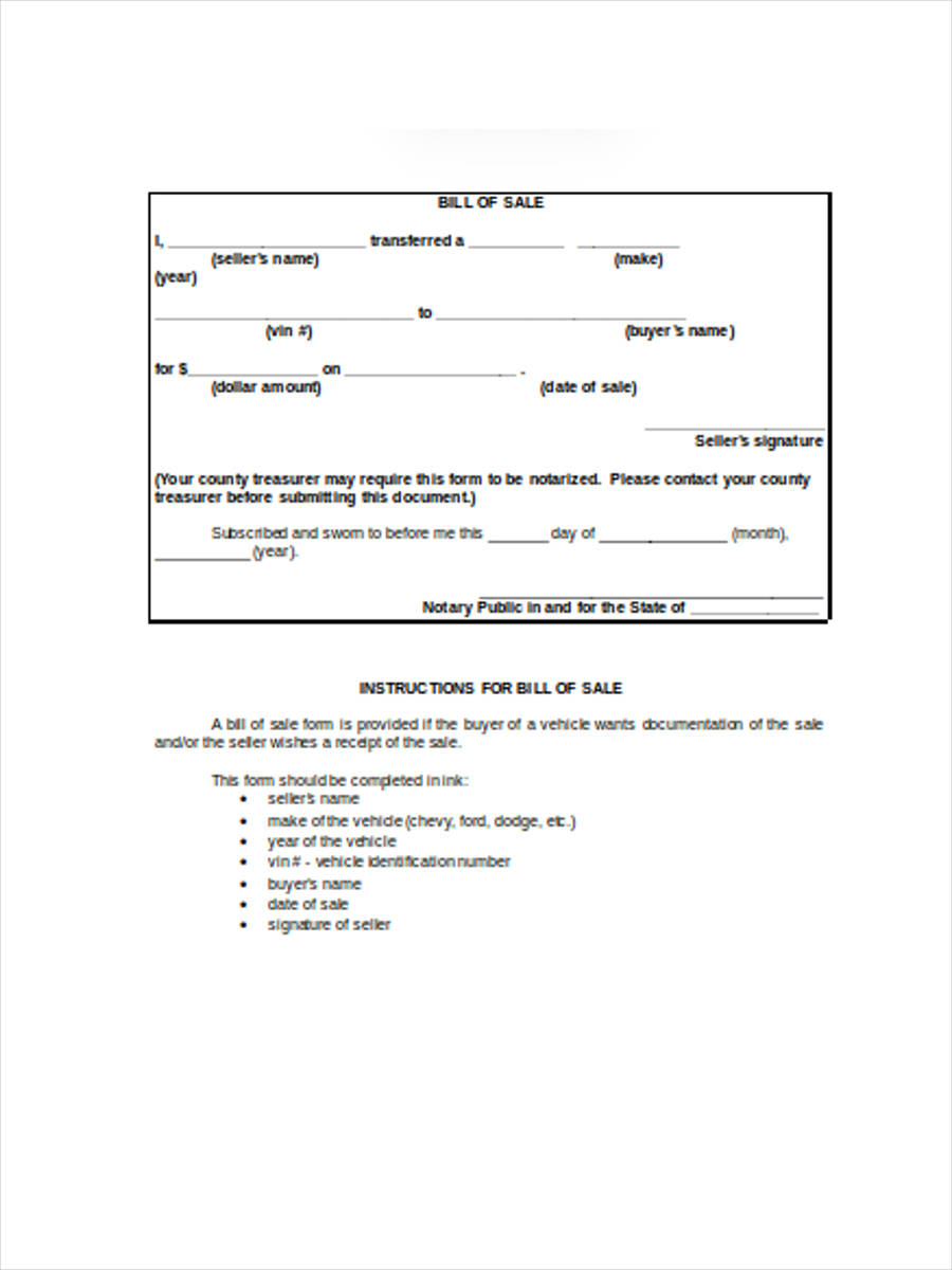 FREE 28+ Sample Bill of Sale Forms in PDF | Ms Word