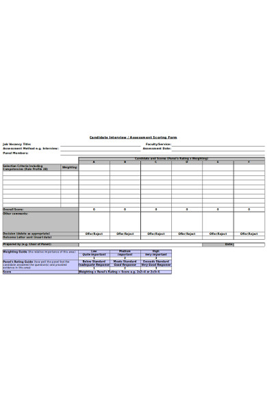 FREE 6+ Candidate Assessment Forms in MS Word | PDF | Excel