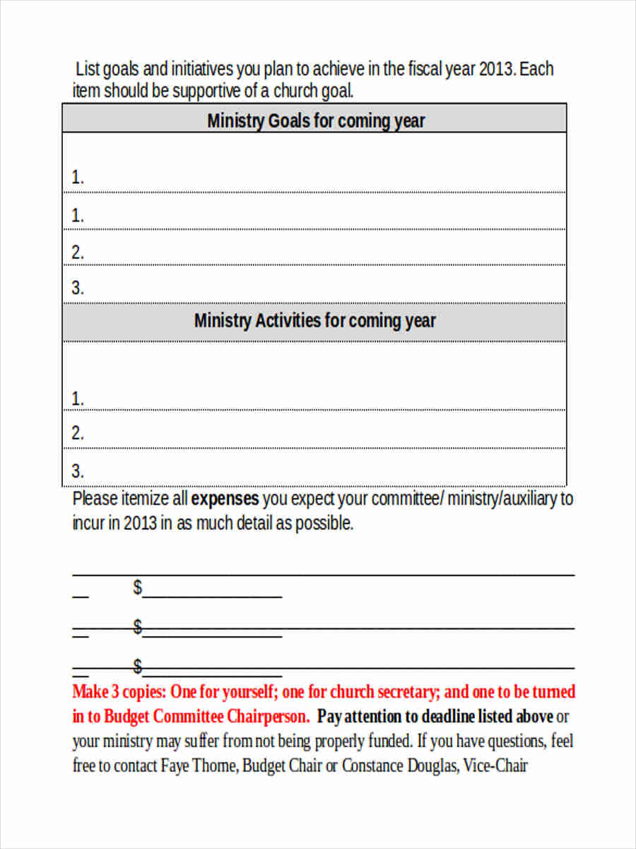 Ministry Plan Template Ministry Plan Template