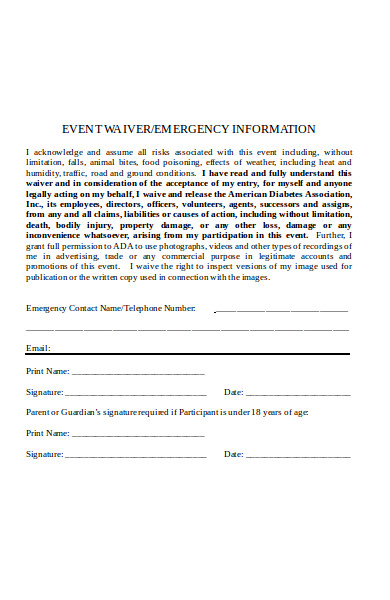 FREE 13+ Event Waiver Form Samples, PDF, MS Word, Google Docs