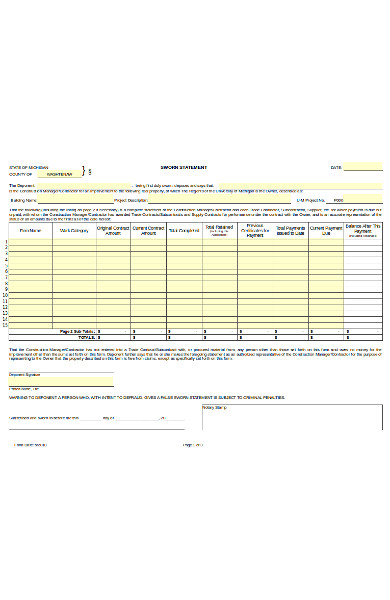 FREE 9+ Sworn Statement Forms in PDF | Ms Word | Excel
