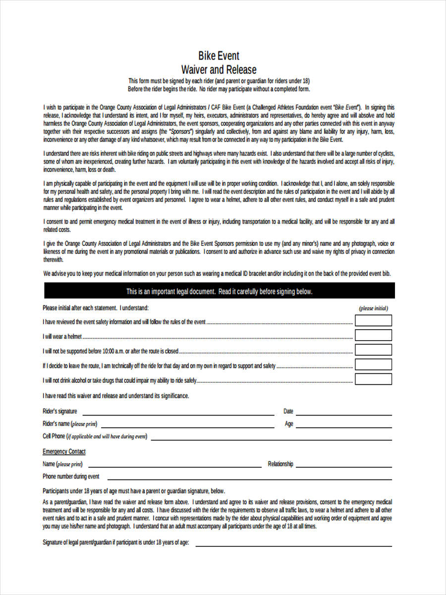 FREE 13+ Event Waiver Form Samples, PDF, MS Word, Google Docs