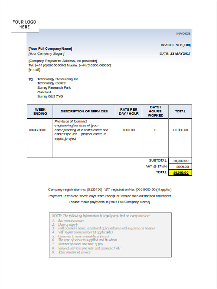 FREE 6+ Billing Invoice Forms in MS Word | PDF | Excel