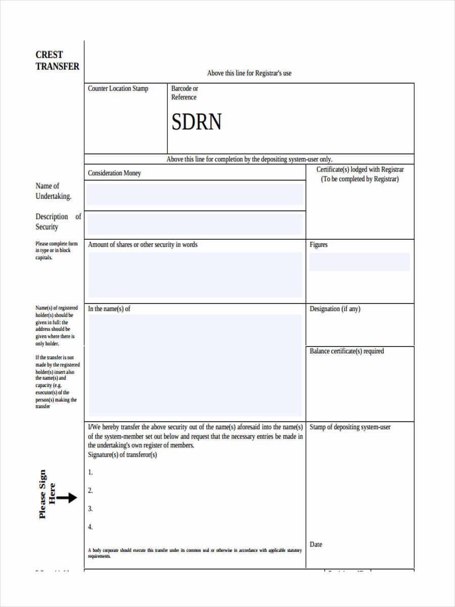 FREE 5 Blank Transfer Forms In MS Word PDF