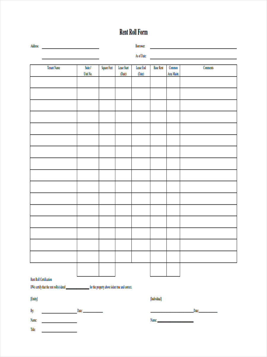 FREE 22+ Rent Roll Form Samples, PDF, MS Word, Google Docs, Excel