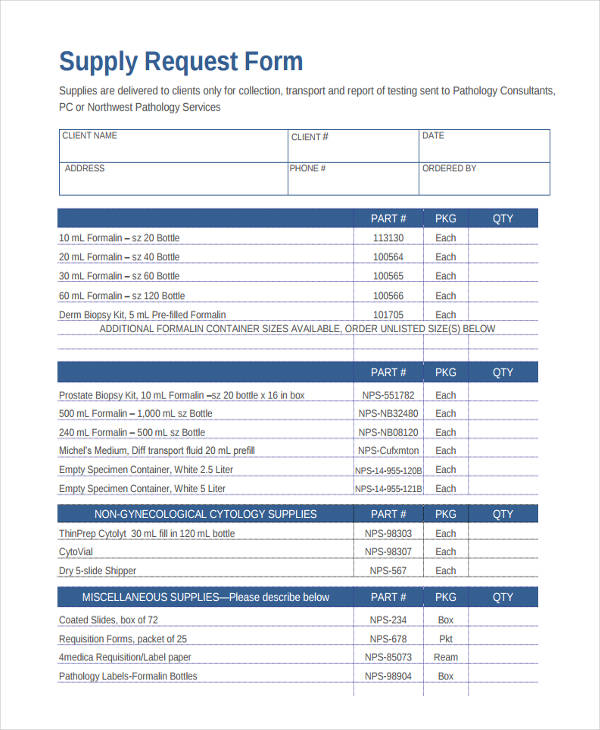 FREE 16+ Supply Request Form Samples, PDF, MS Word, Google Docs, Excel